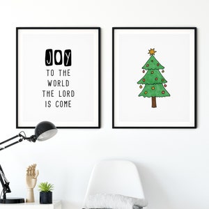 Joy to the World Printable Art Set of 3, Christmas Printable Wall Art ...