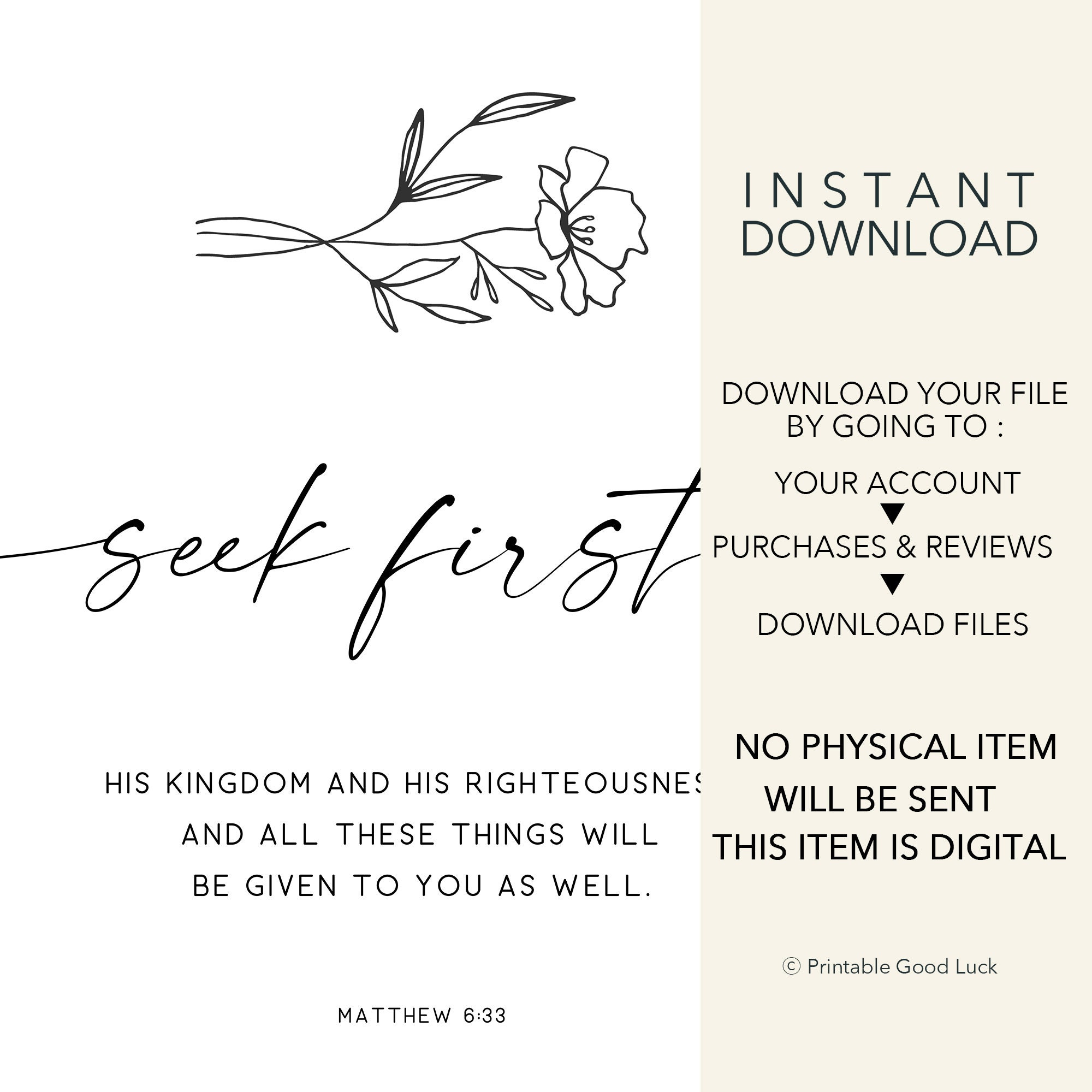 Matthew 6:33-34 Bible Verse Wall Art Set Of 2 Prints Scripture | Etsy