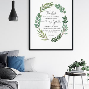Psalm 18:2 Bible Verse Wall Art Scripture Watercolor Digital Print ...