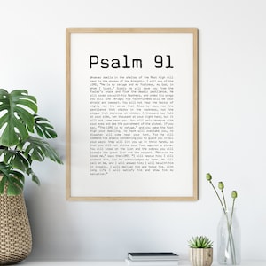 Psalm 91 Bible Verse Wall Art, Scripture Wall Art, Modern Typewriter ...