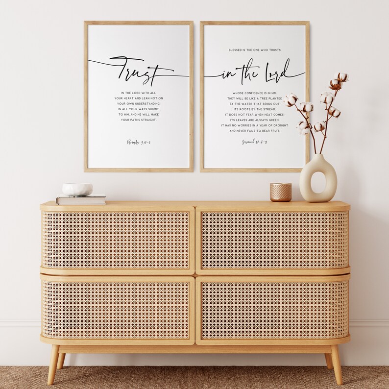 Trust in the Lord Bible Verse Wall Art Set of 2 Modern - Etsy