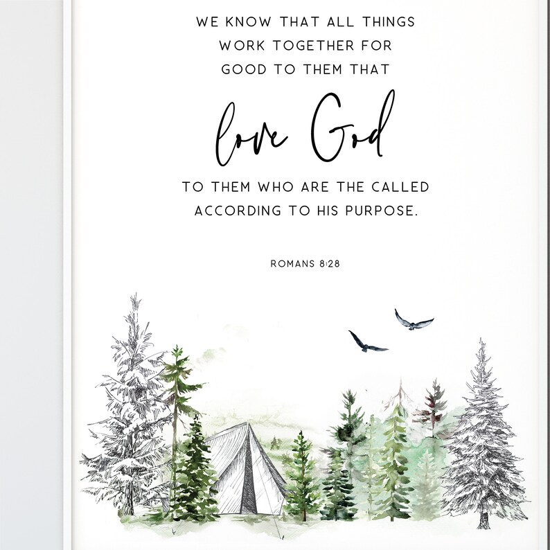 Romans 8:28 Bible Verse Wall Art Christian Printable | Etsy