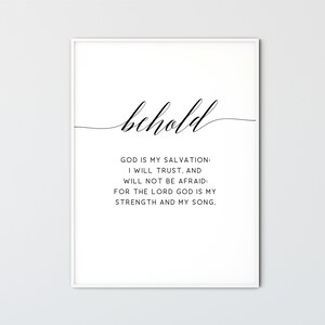 Isaiah 12:2-3, Bible Verse Wall Art Set of 2 Prints, Modern Minimalist ...