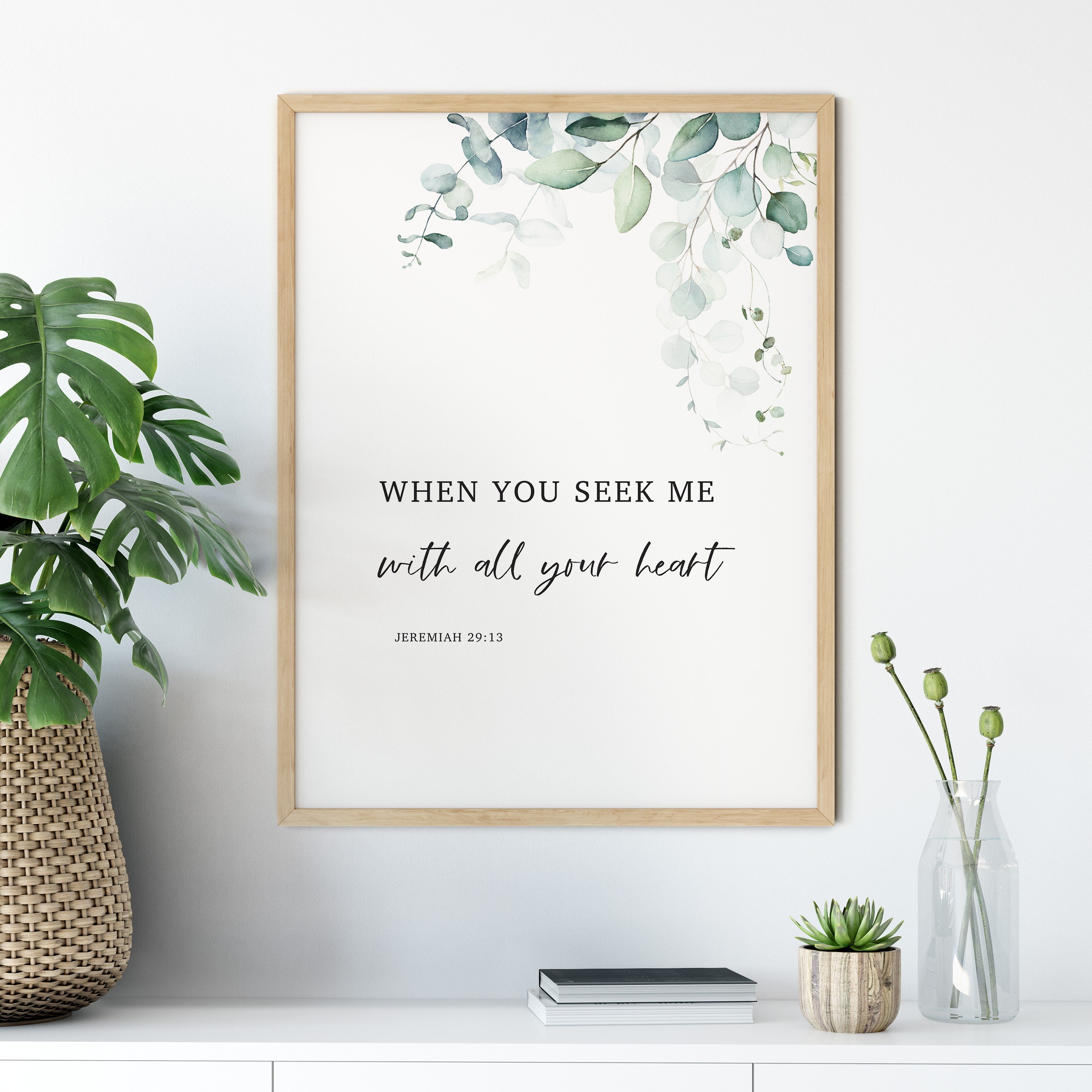 Jeremiah 29:13 Bible Verse Wall Art Printable Wall Art Set | Etsy