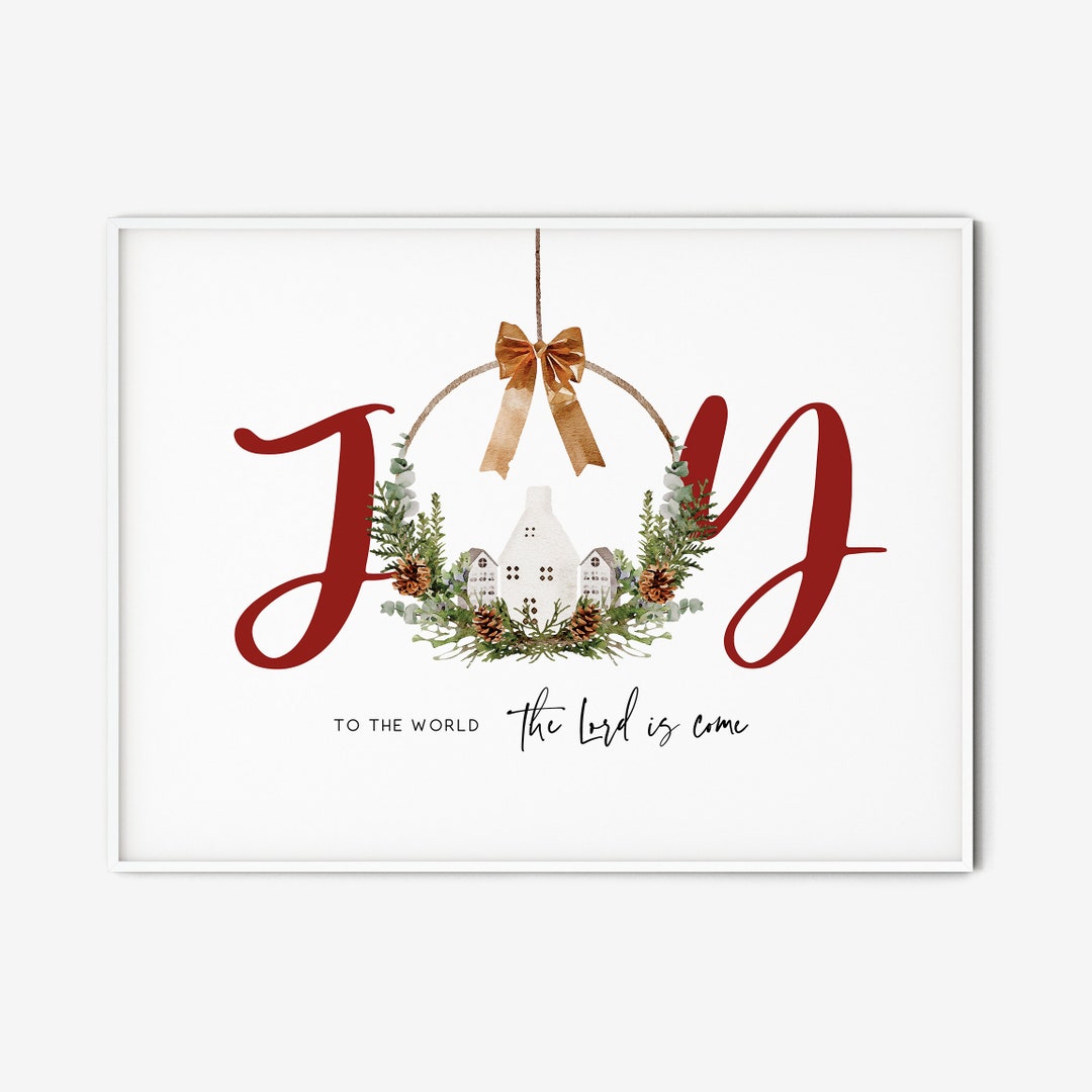 Joy to the World Christmas Christian Wall Art Printable Watercolor ...