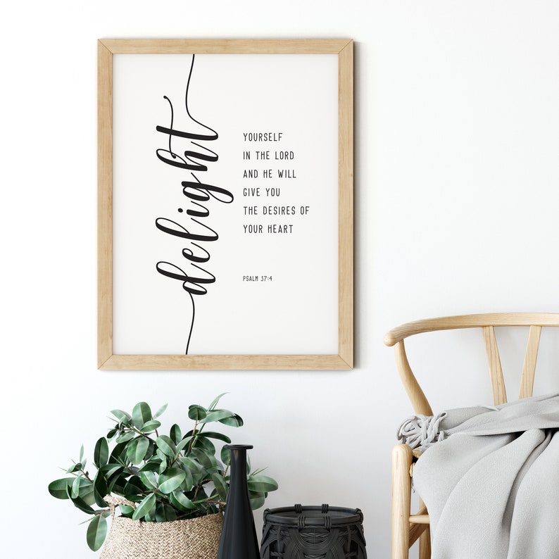 Psalm 37:4 Bible Verse Wall Art Printable Bible Quote - Etsy
