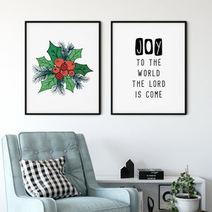 Joy to the World Printable Art Set of 3, Christmas Printable Wall Art ...