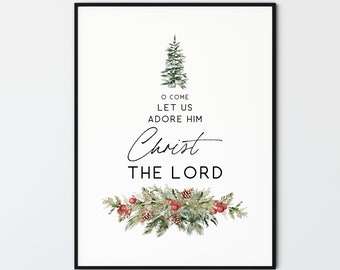 O Come Let Us Adore Him Printable Wall Art Christmas Star - Etsy