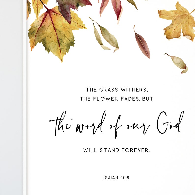 Isaiah 40:8, Thanksgiving Bible Verse Fall Christian Wall Art Autumn ...