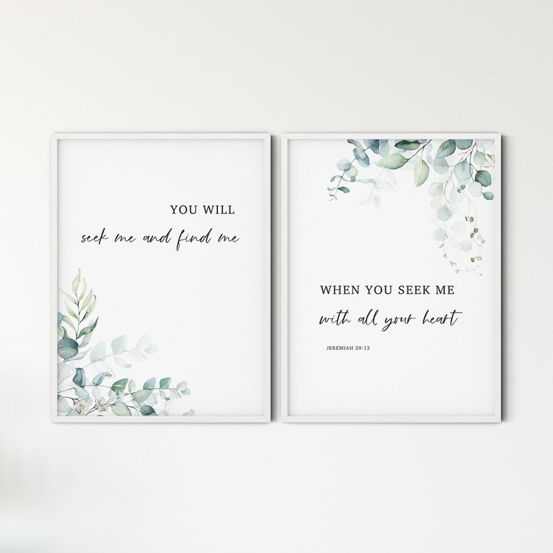 Jeremiah 29:13 Bible Verse Wall Art Printable Wall Art Set - Etsy