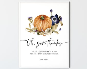 PSALM 106:1 Christian Wall Decor Set of 2 Bible Verse Printable Wall ...