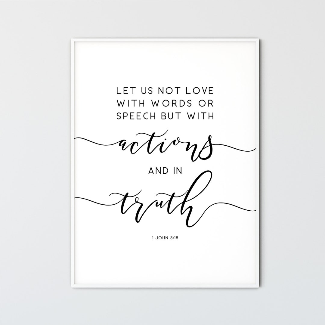 1 John 3:18, Bible Verse Wall Art Modern Christian Wall Art, Minimal ...