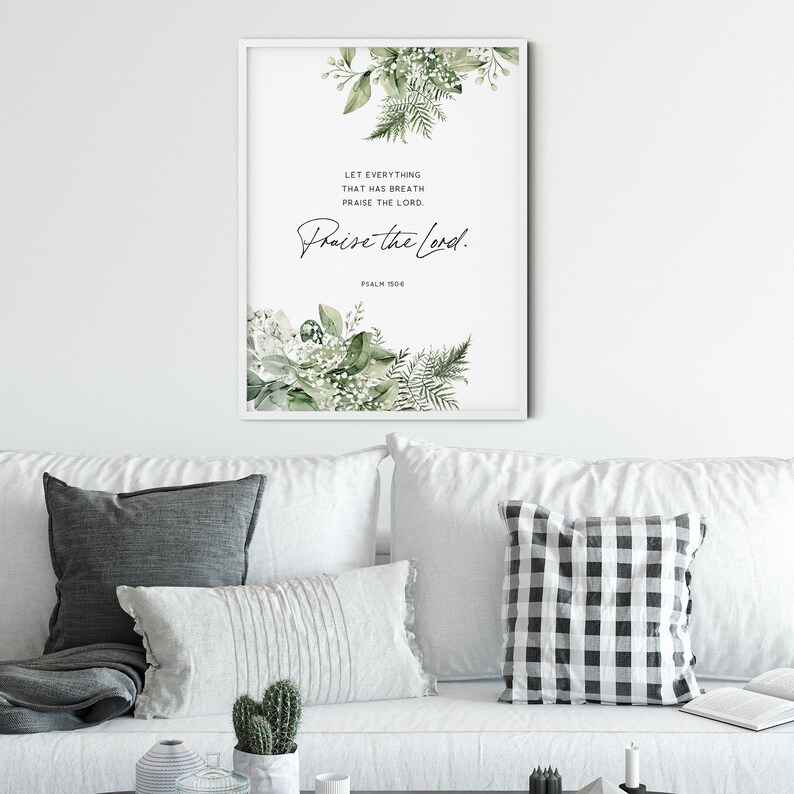Psalm 150:6 Bible Verse Wall Art Scripture Print Botanical Christian ...