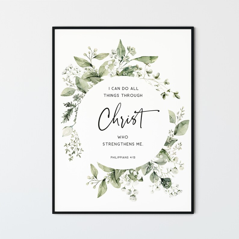 Philippians 4:13 Bible Verse Wall Art Scripture Print | Etsy