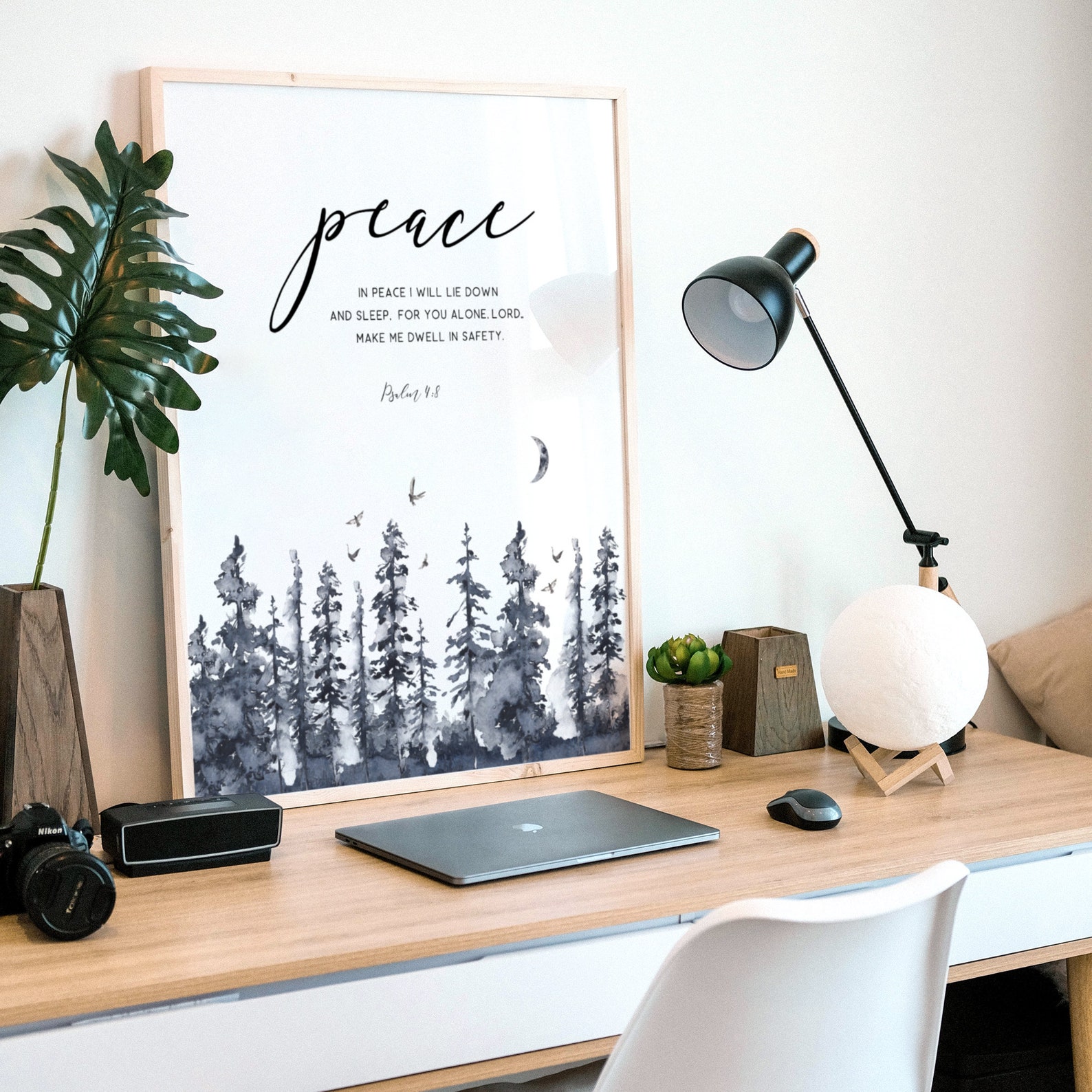 Psalm 4:8 Bible Verse Wall Art Christian Wall Art Printable | Etsy