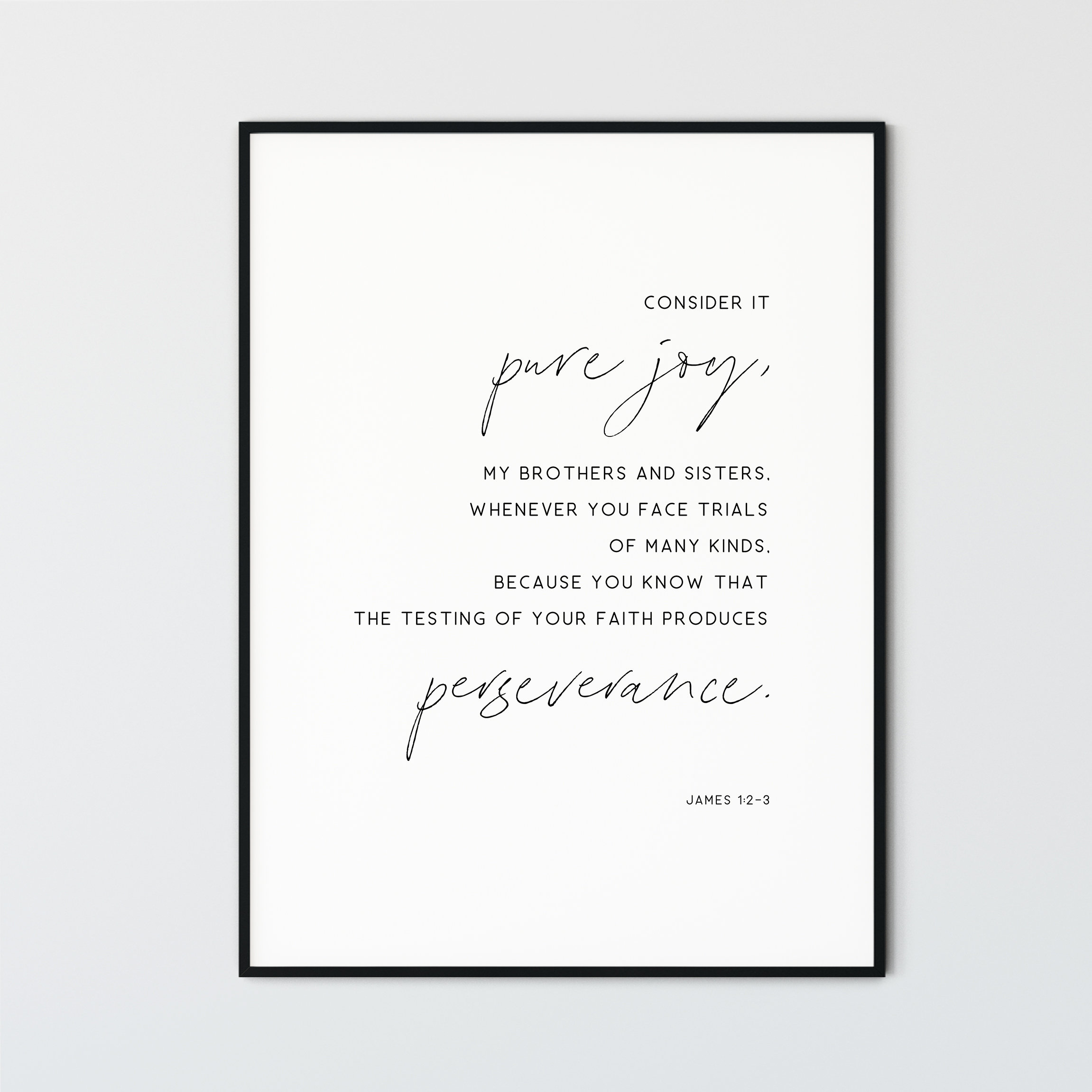 James 1:2-3 Bible Verse Wall Art | Printable Scripture Print ...