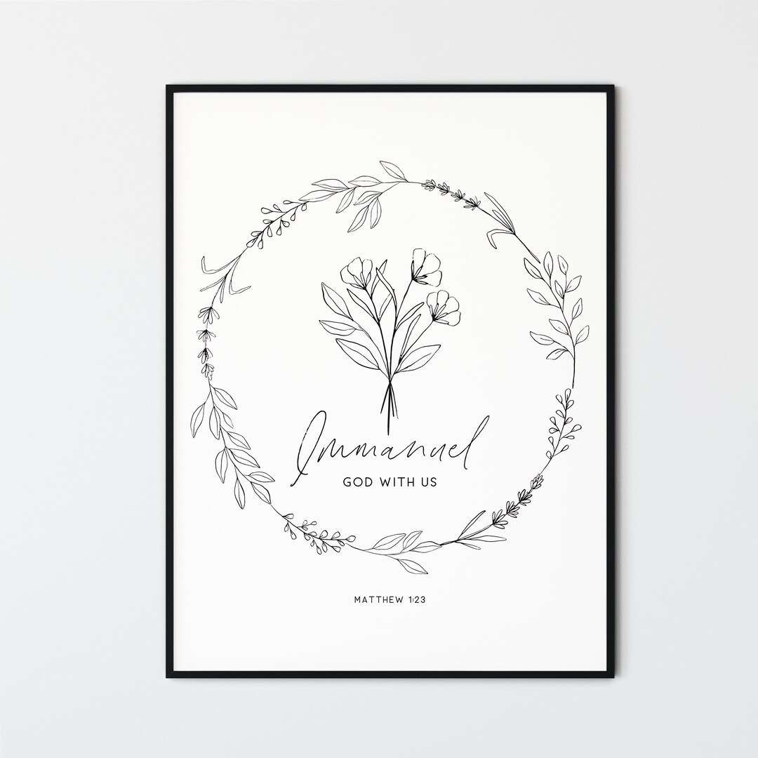 Immanuel God With Us, Matthew 1:23 Christmas Bible Verse Wall Art ...
