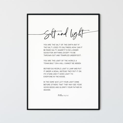 Matthew 5:13-16 Bible Verse Wall Art Set of 2 Prints Scripture - Etsy