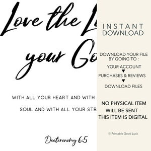 Deuteronomy 6:5 Bible Verse Wall Art, Printable Scripture Prints ...