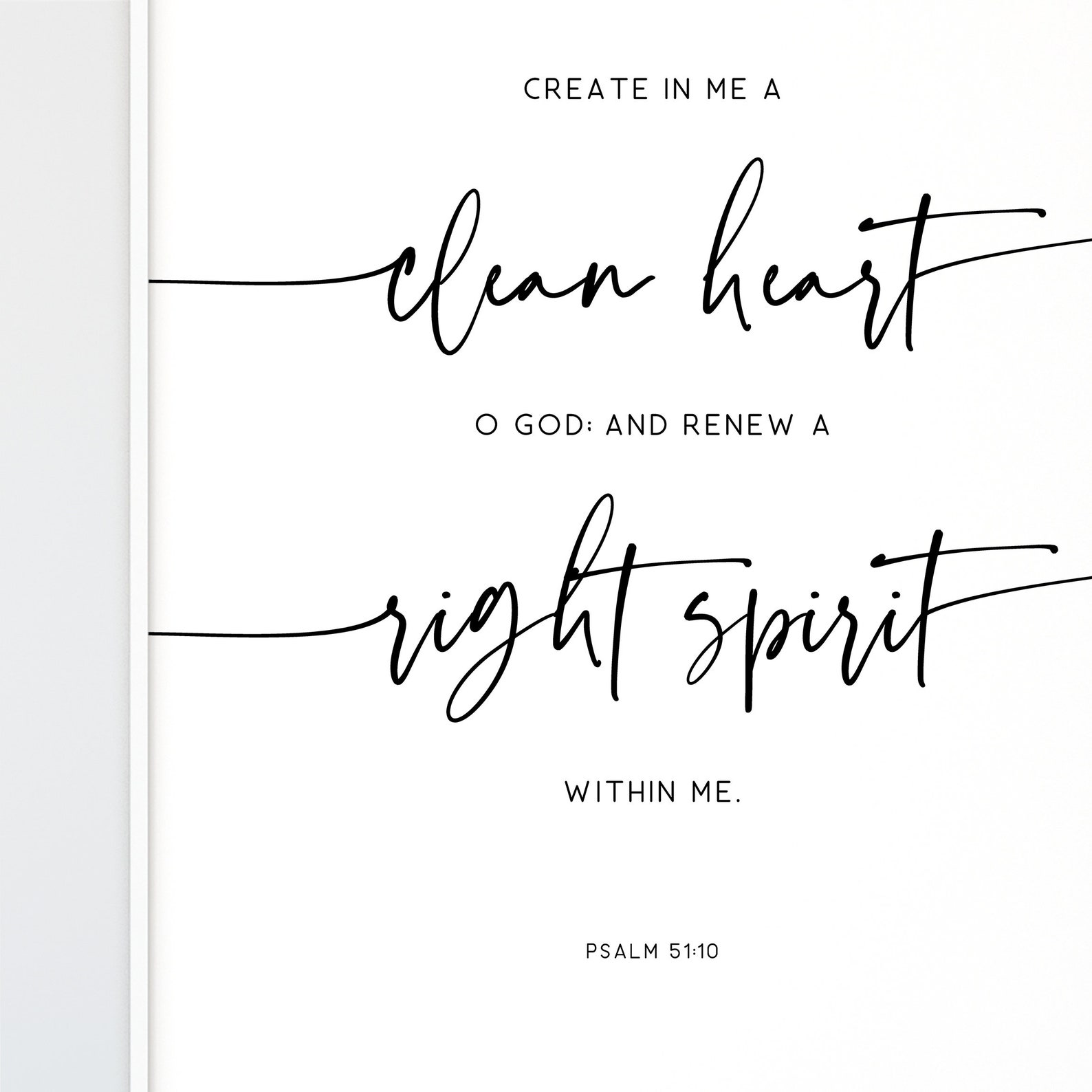 Psalm 51:10 Bible Verse Wall Art Printable Modern Christian - Etsy