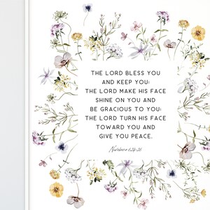 Numbers 6:24-26 the Lord Bless You, Christian Wall Art, Botanical Wall ...