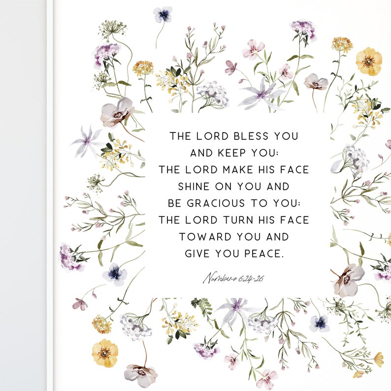 Numbers 6:24-26 the Lord Bless You, Christian Wall Art, Botanical Wall ...