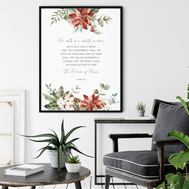 Isaiah 9:6 Christmas Scripture Wall Art KJV Bible Verse Wall | Etsy