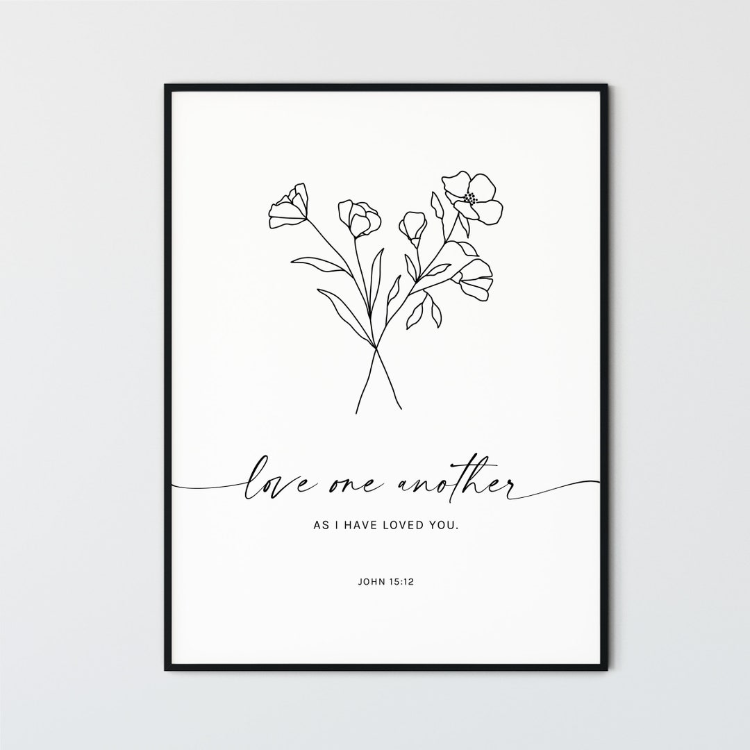 John 15:12 Bible Verse Wall Art Scripture Printable Modern Christian ...