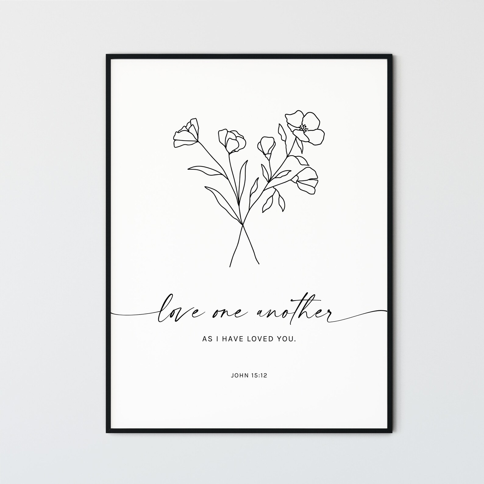 John 15:12 Bible Verse Wall Art Scripture Printable Modern Christian ...