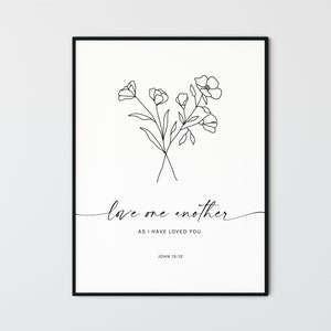John 15:12 Bible Verse Wall Art Scripture Printable Modern Christian ...