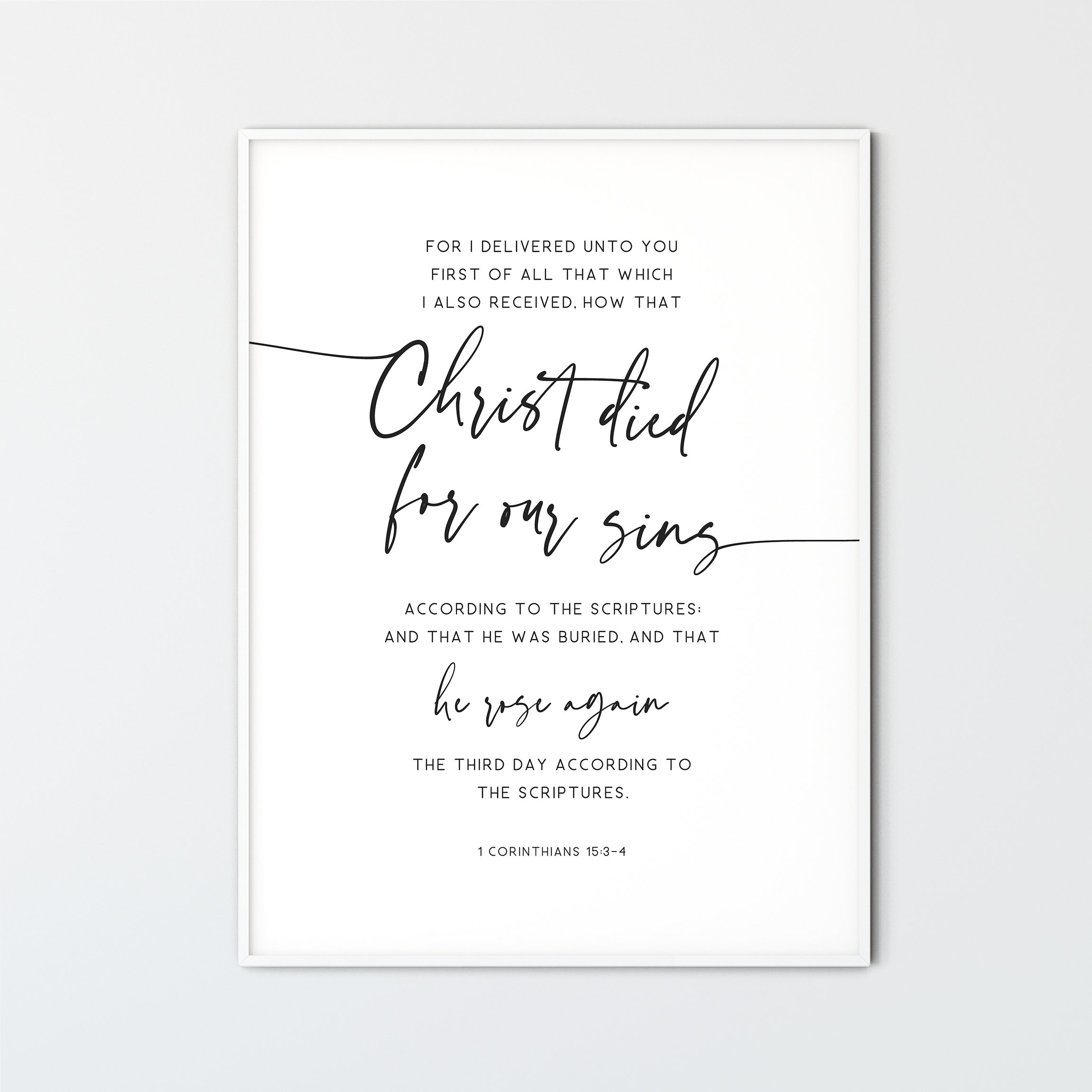 1 Corinthians 15:3-4 Easter Christian Wall Art KJV Bible Verse Print ...