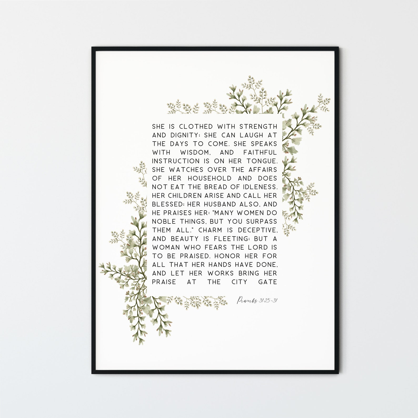 Proverbs 31:25-31, Bible Verse Wall Art Christian Mother's Day Gift ...
