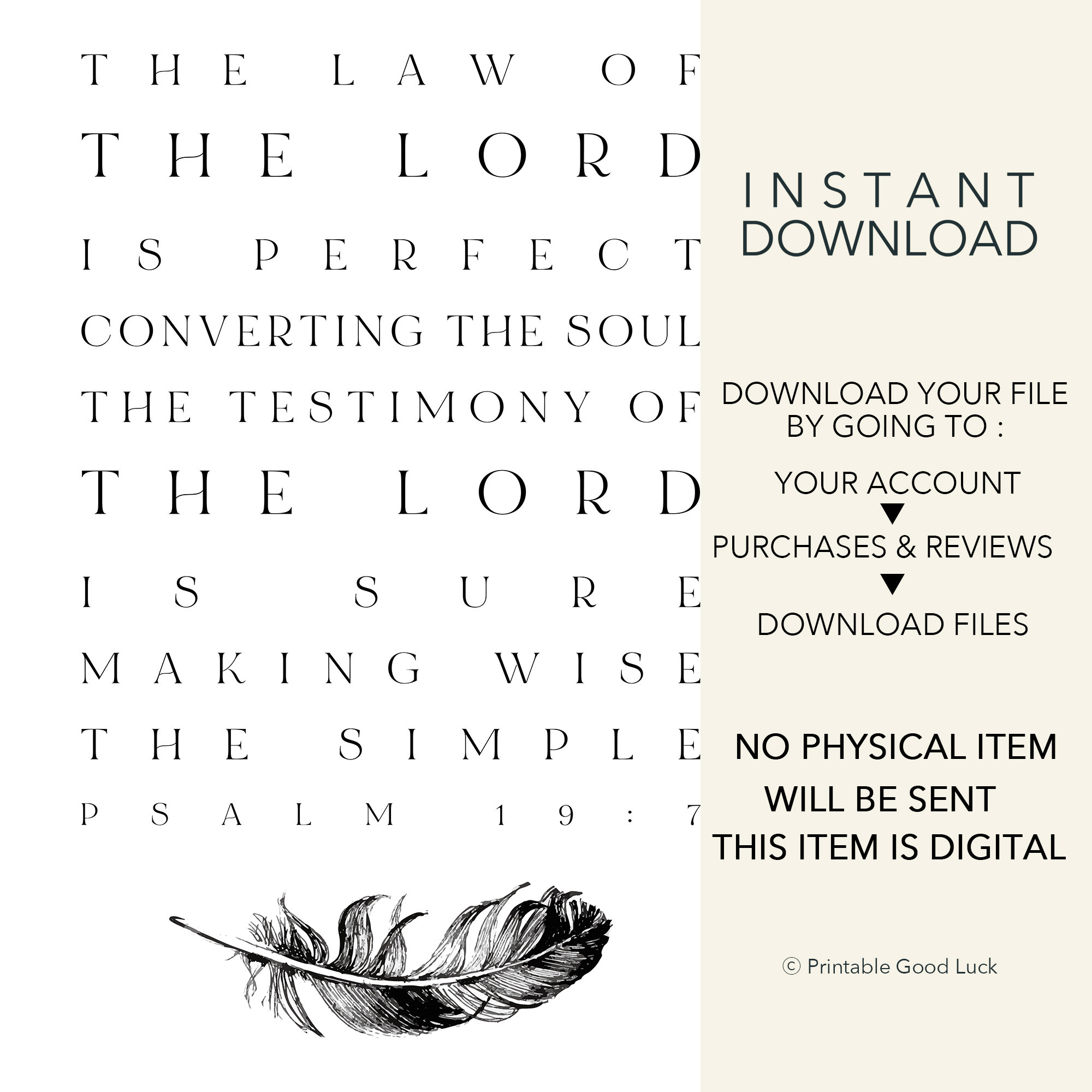 Psalm 19:7 Bible Verse Wall Art KJV Modern Scripture Print | Etsy