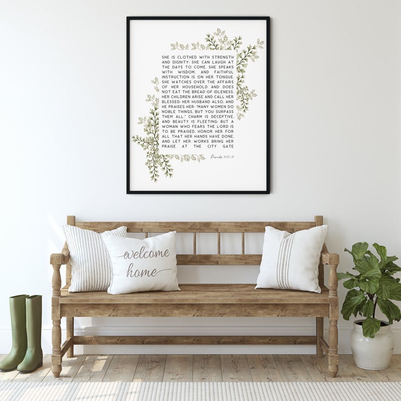 Proverbs 31:25-31 Bible Verse Wall Art Christian Mother's | Etsy