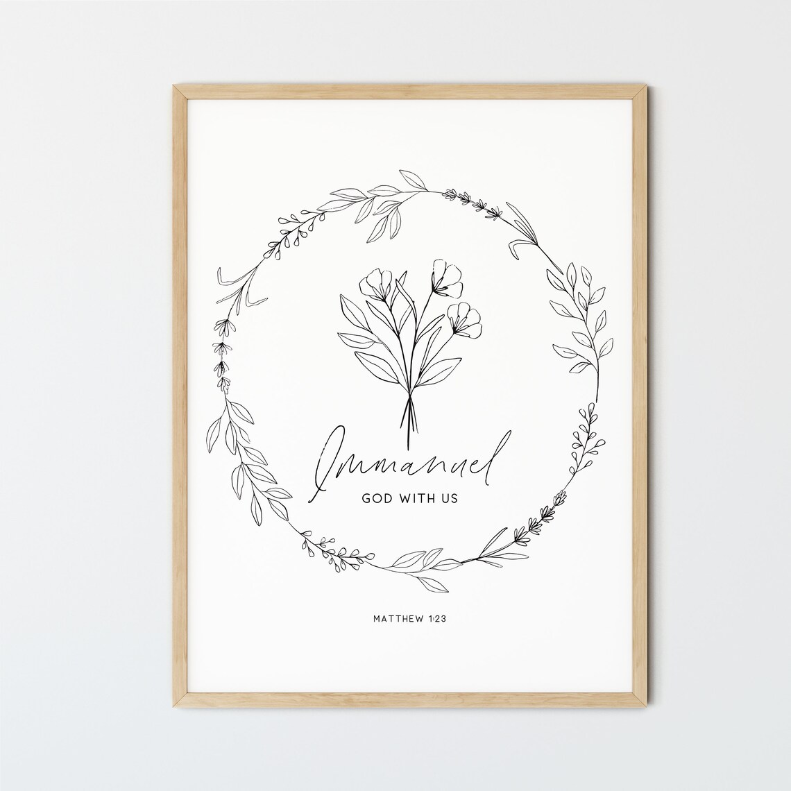 Immanuel God With Us, Matthew 1:23 Christmas Bible Verse Wall Art ...