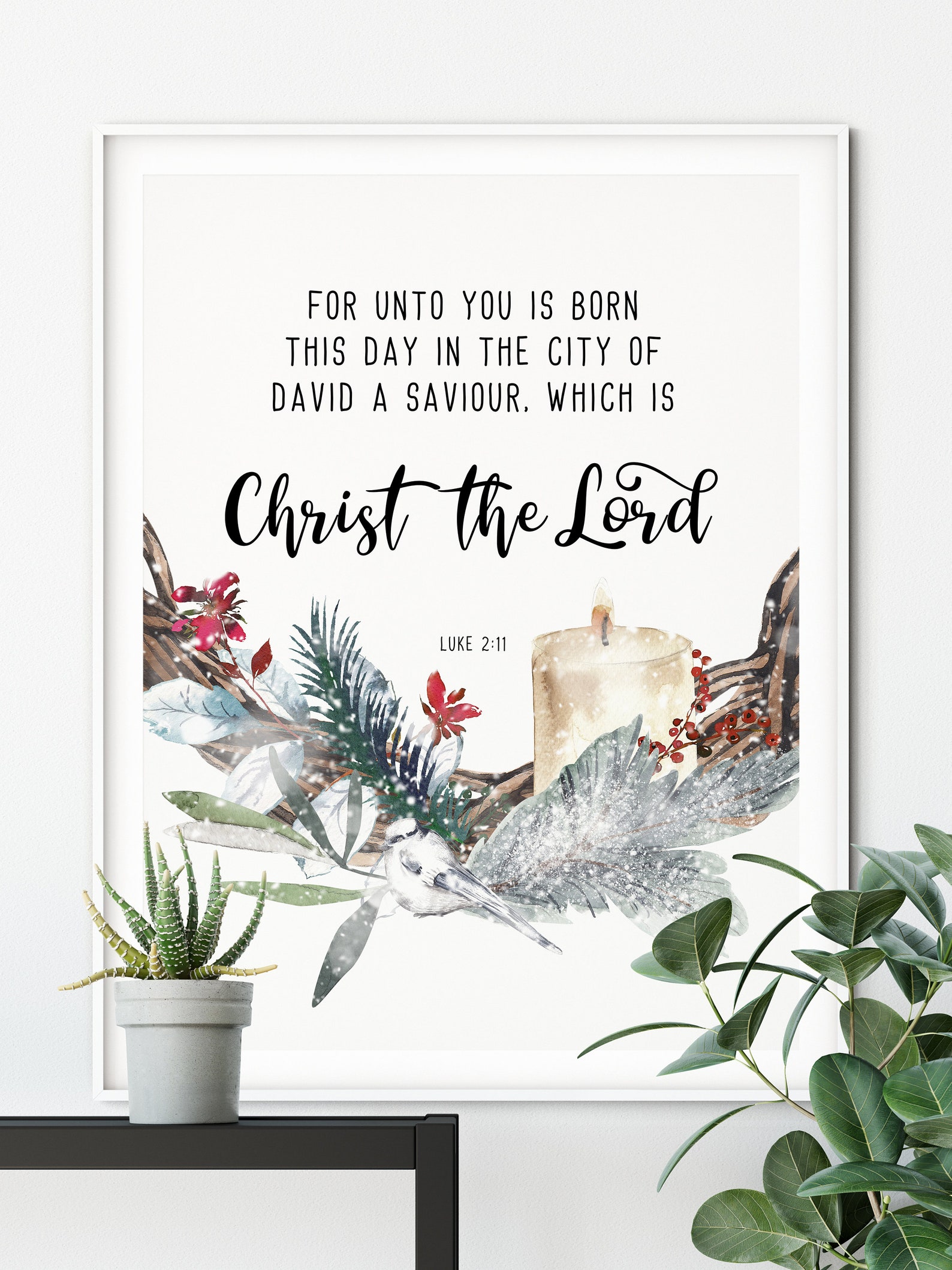 Luke 2:11 Christian Christmas Bible Verse Wall Art Digital | Etsy