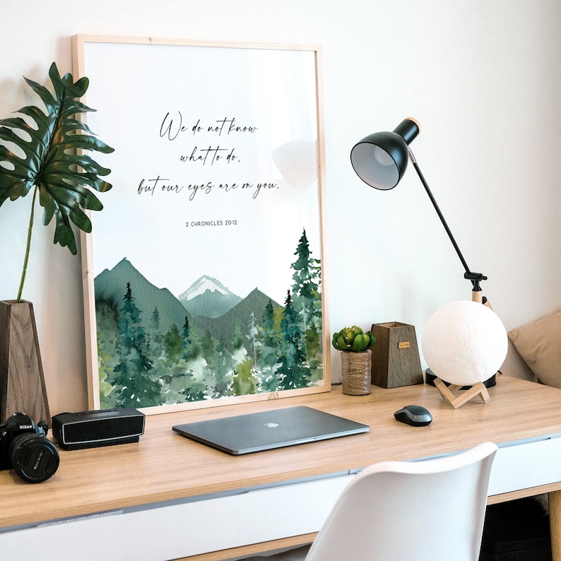 2 Chronicles 20:12 Bible Verse Wall Art Watercolor Forest Scripture ...