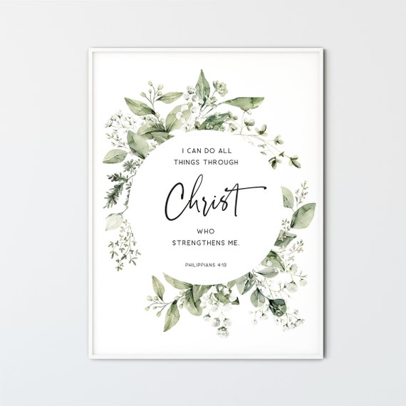 Philippians 4:13 Bible Verse Wall Art Scripture Print | Etsy