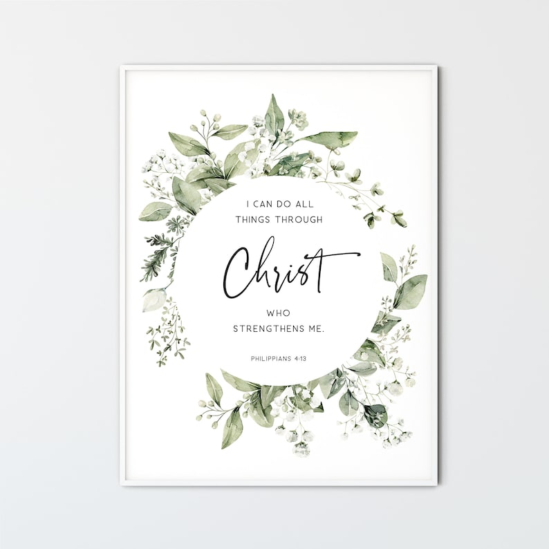 Philippians 4:13 Bible Verse Wall Art Scripture Print | Etsy