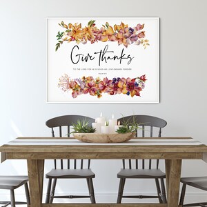 Psalm 107:1 Thanksgiving Bible Verse Wall Art, Horizontal Scripture ...