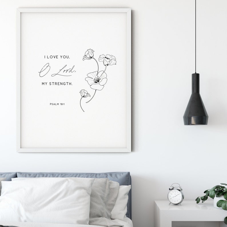 Psalm 18:1 Bible Verse Wall Art Modern Minimalist Christian | Etsy