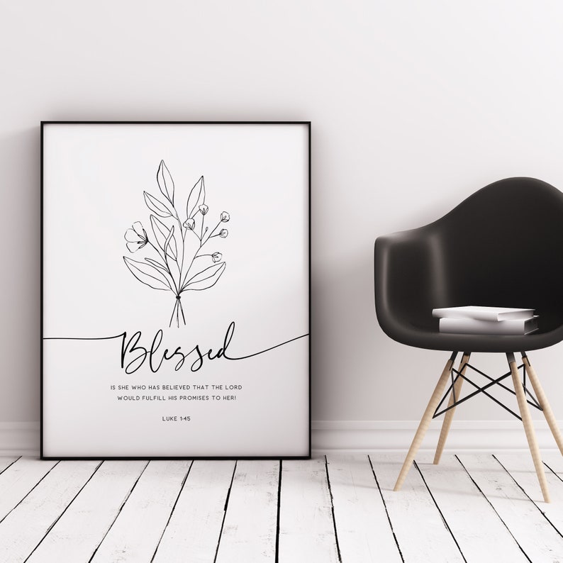 Luke 1:45 | Bible Verse Wall Art Printable Wall Art | Minimal Christian ...
