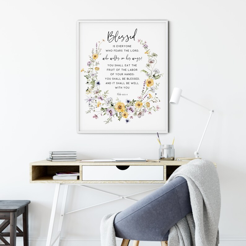 Psalm 128:1-2 Christian Printable Wall Art Scripture Print - Etsy