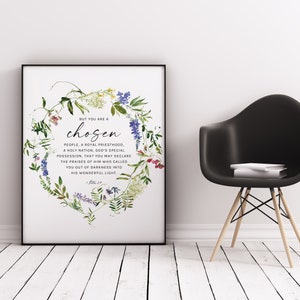 1 Peter 2:9 Bible Verse Wall Art Christian Wall Art Scripture Wall Art ...