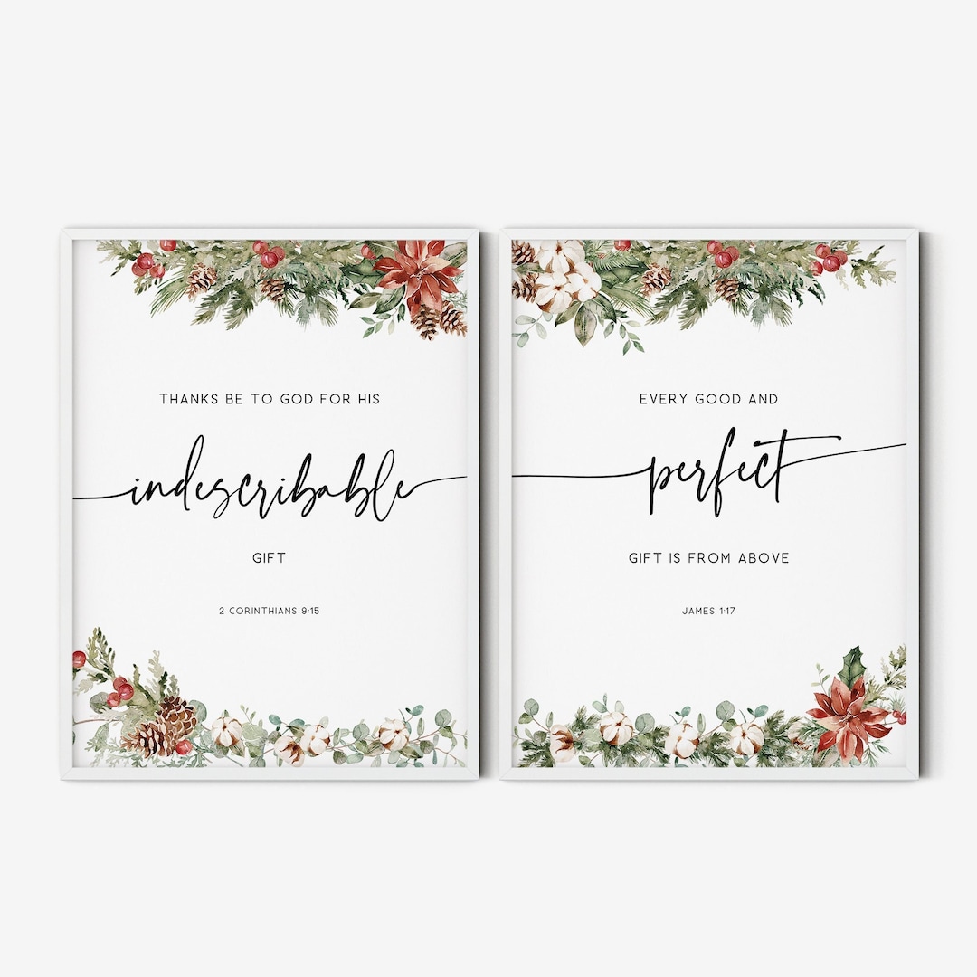 Christmas Bible Verse Wall Art Set of 2 Prints Christian Decor ...