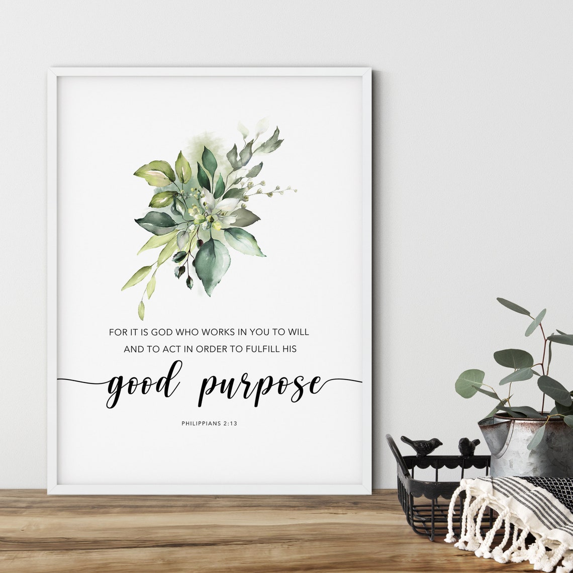 Philippians 2:13, Bible Verse Wall Art, Printable Wall Art, Fulfill His ...