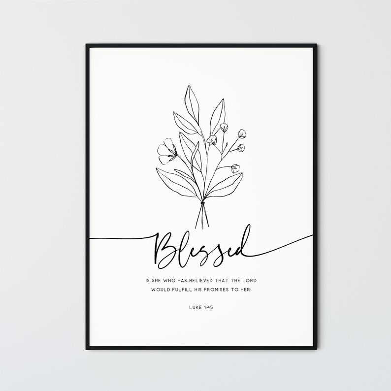 Luke 1:45 Bible Verse Wall Art Printable Wall Art Minimal | Etsy