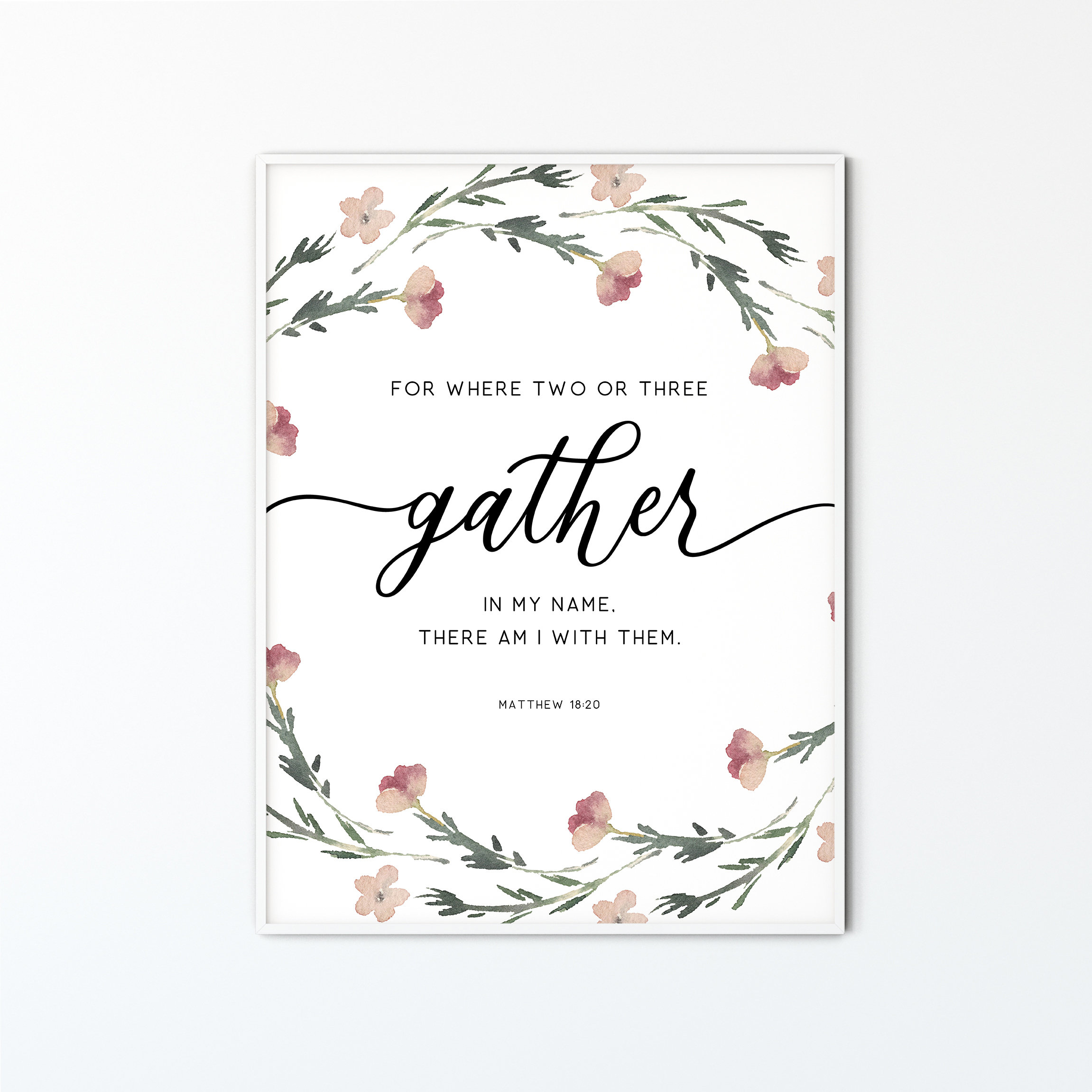 Matthew 18:20 Bible Verse Wall Art Christian Gifts Gather | Etsy
