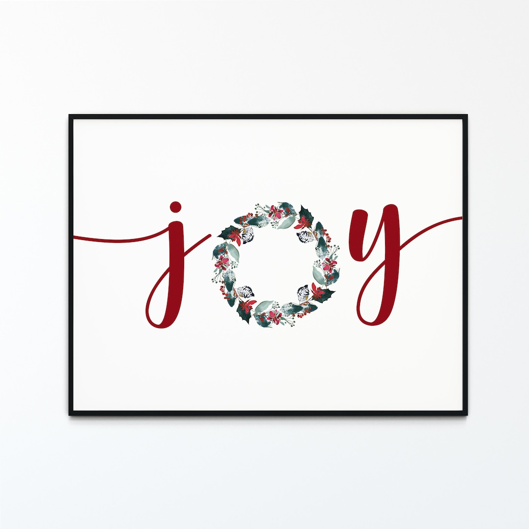 Joy Christmas Horizontal Printable Wall Art, Christmas Digital Art ...