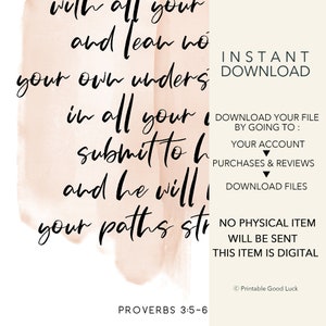 Proverbs 3:5-6 Bible Verse Wall Art Scripture Wall Art, Bible Verse ...